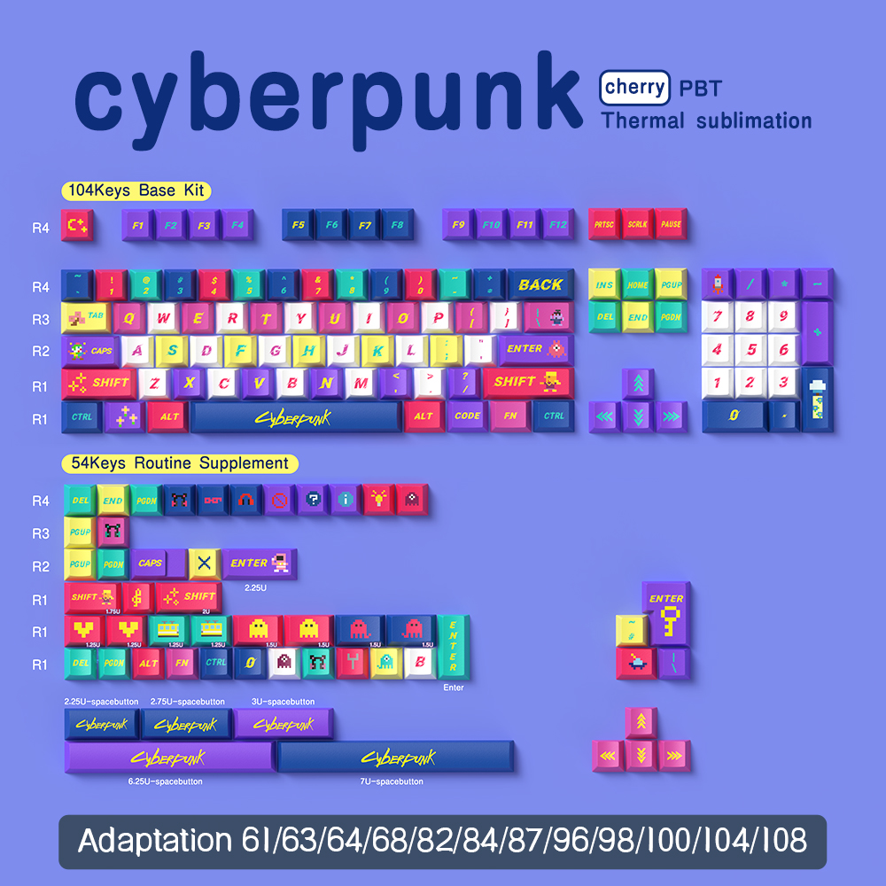 Cyberpunk 2077 keycap Cherry 158 keys - Clrmart
